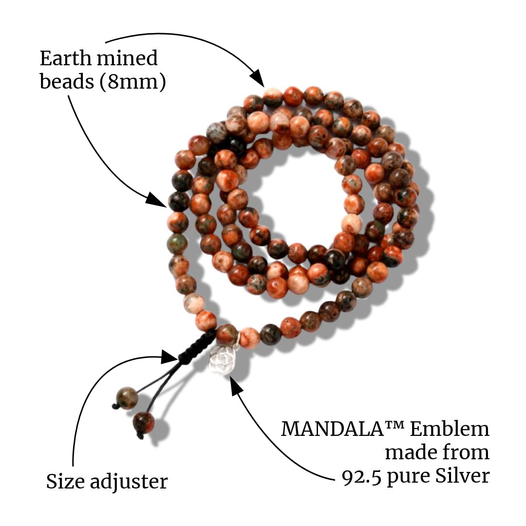 Buy Maxican Fire Agate Mala | Mandala Good Vibes
